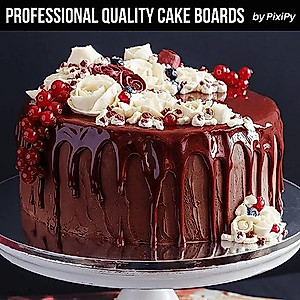 Cake Boards (4 Pack, 12 inch, Silver), Reusable Round Cake Drums for Showstopping Desserts, Heavy-Duty Disposable Cardboard Cake Bases W/Elegant Patterns, Cake Decorating Supplies by PixiPy