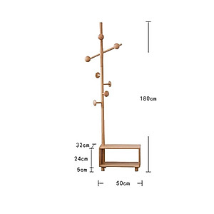 YASEZ Wooden Clothes Rack Design Floor Clothes Hat Rack Single Pole Standing Bedroom Furniture (Color : E, Size : As Shown)
