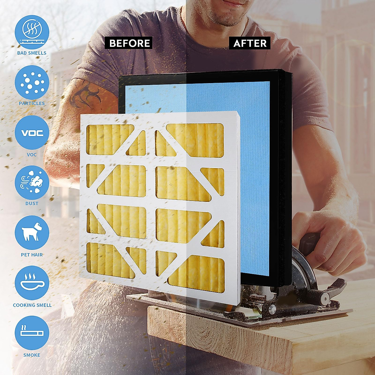 Upgraded 5 Pack MERV-11 Filter and 2 Pack HEPA& Activated Carbon Filter Replacement Set Compatible with AlorAir CleanShield HEPA 550 Air Scrubber (Pack of 7)