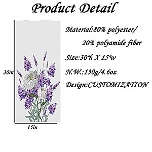 Wamika Lavender and Peony Bouquet Hand Towels Purple Flowers Bath Bathroom Towel Multipurpose Fingertip Towels Highly Absorbent for Bath,Hand,Face,Gym,Spa,30 X 15 Inch