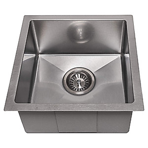 ZLINE 15" Boreal Undermount Single Bowl Scratch Resistant Stainless Steel Bar Kitchen Sink (SUS-15S)