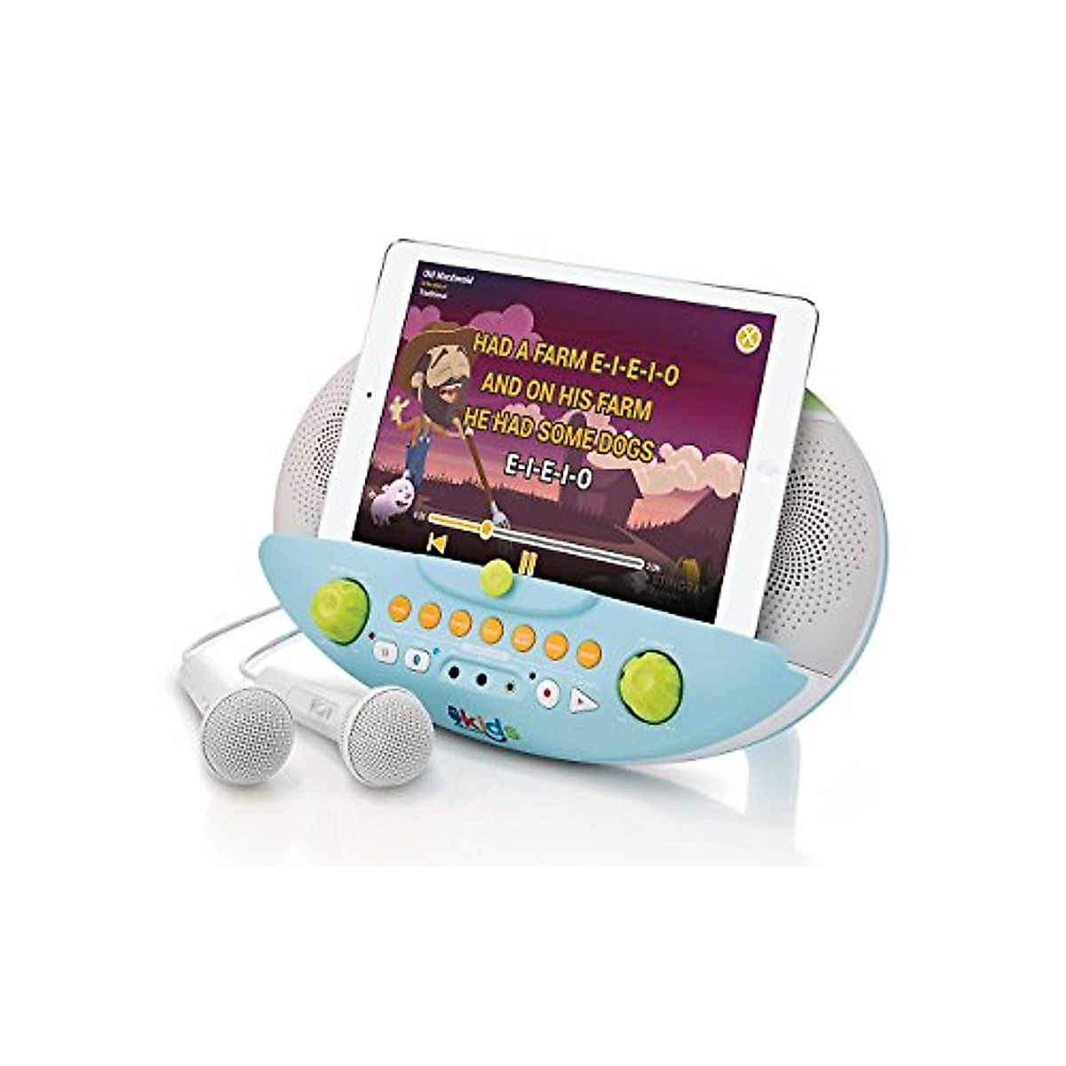 Singing Machine SMK1010 Kids Pedestal Karaoke System with Two Microphones, Stand and Voice Effects