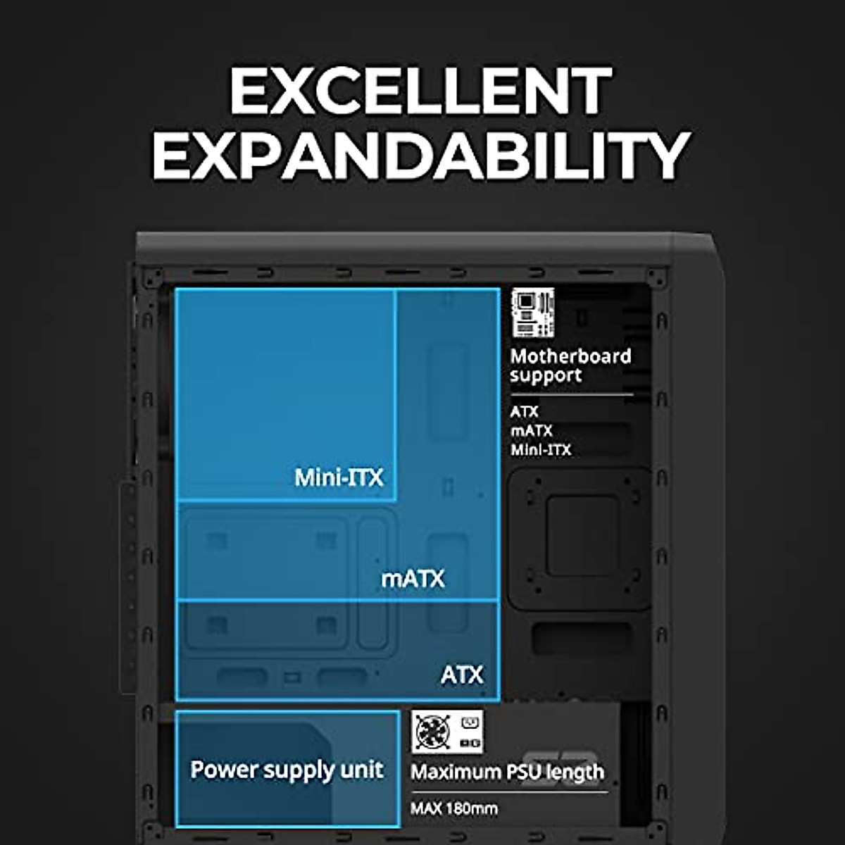 Zalman - S2 - ATX Mid-Tower PC Case - Full Acrylic Side Panel - Mesh Front Panel - 3x Case Fan 120mm Pre-Installed, Black