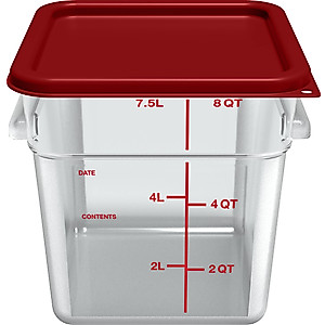Carlisle FoodService Products Squares Square Food Storage Container Lid with Stackable Design for Catering, Buffets, Restaurants, Proprietary Blend, 6 To 8 Quarts, Red