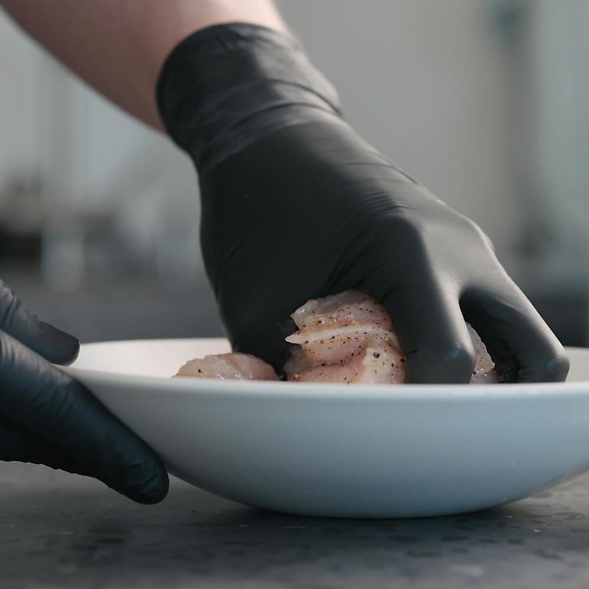 ForPro Disposable Nitrile Gloves, Chemical Resistant, Powder-Free, Latex-Free, Non-Sterile, Food Safe, 4 Mil, Black, Large, 100-Count