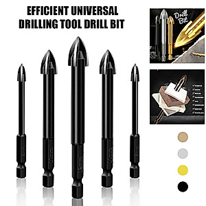 JINYI Efficient Universal Drilling Tool,Multi-Function Triangle Cross Alloy Drill Bit Tip Tools,Titanium Combination Drill Tap Bits Set,Metal, Wood (Black)