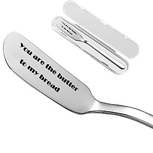 Odoor Fan You Are The Butter To My Bread Funny Butter Knife, Personalized Engraved Peanut Butter Spreader Cheese Knives, Novelty Anniversary Christmas Gifts for Sandwich Bread Toast Butter Lover