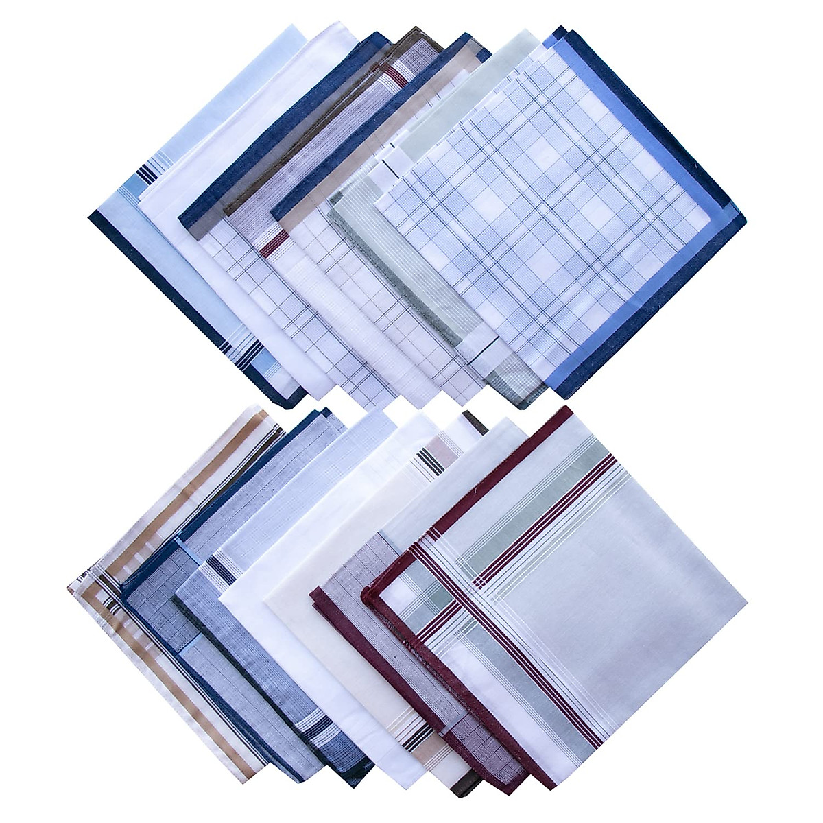 Mens Cotton Handkerchiefs Checkered Pattern Handkerchief Plaid Pocket Square Hankies Assorted 3PCS