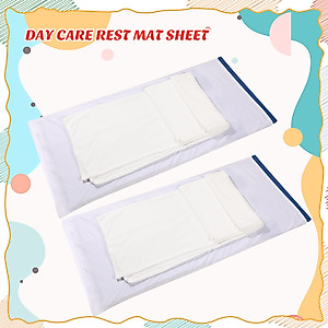 Lounsweer 10 Pcs Day Care Nap Mat Sheet Preschool/Daycare Rest Mat Cover Polyester Baby Sheet 24" x 52" Pillowcase Style Sheets for Boys Girls Classroom Nursery Kindergarten, White