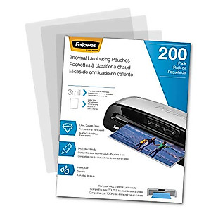 Fellowes Jupiter 2 125 Laminator with 10 Pouches, 12.5 Inch (5734101), Black & Grey and Thermal Laminating Pouches, 3mil Letter Size Sheets, 9 x 11.5, 200 Pack, Clear (5743401)