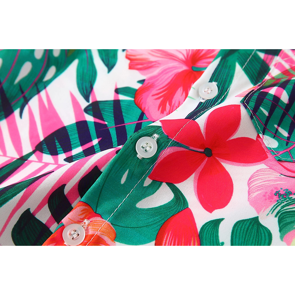 Baby Boys Hawaiian Print Shirt Button Down Shirts Aloha Short Sleeve Party Holiday Dress Shirt (2 Years, Pink Floral)