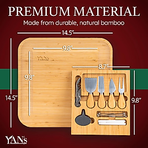 YAN's Bamboo Cheese Boards Charcuterie Boards Set - Large Charcuterie Board Set - Charcuterie Tray - Unique for Women, House Warming Gifts New Home