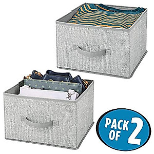mDesign Fabric Bin for Cube Organizer - Foldable Cloth Storage Cube - Collapsible Closet Storage Organizer - Folding Storage Bin for Clothes and More - Lido Collection - 2 Pack - Gray