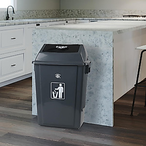 Nihenok 15 Gallon Tall Plastic Trash Can with Swing Lid, 4 Pack Gray Kitchen Garbage Bins