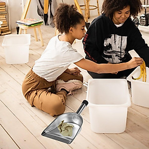 Gatuida Stainless Steel Dust Pan Metal Trash Shovel with Handle Handheld Dust Pan Wide Scooper for Indoor Outdoor Fireplace Industrial and Commercial Use