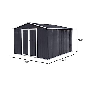 BOVONO Outdoor Storage Sheds 10ftx8ft, Waterproof Metal Utility Tool Shed Storage House with Door & Lock, Perfect for Garden, Patio& Backyard (Dark-Grey)