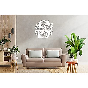 Personalized Family Name Sign, Personalized Metal Sign, Custom Metal Sign, Monogram Wall Decor, Personalized Last Name Sign, Split Letter Monogram Sign，housewarming gifts for new house