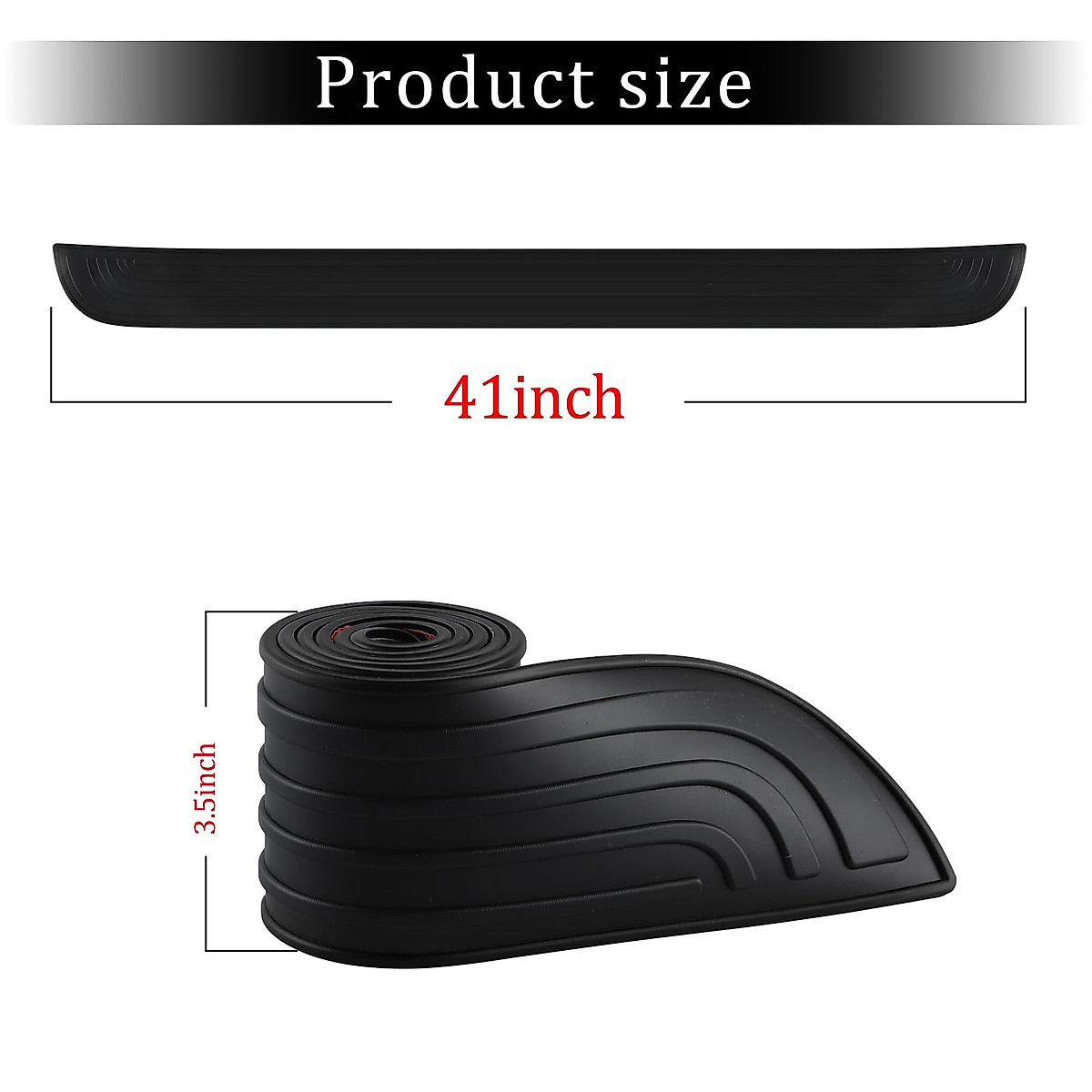 SINGARO Car Rear Bumper Protector, 41inch x3.5inch Car/SUV Universal Rubber Anti-Scratch Trunk Exterior Accessories（Black）