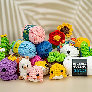 60g White Yarn for Crocheting and Knitting;66m (72yds) Cotton Yarn for Beginners with Easy-to-See Stitches;Worsted-Weight Medium #4;Cotton-Nylon Blend Yarn for Beginners Crochet Kit Making