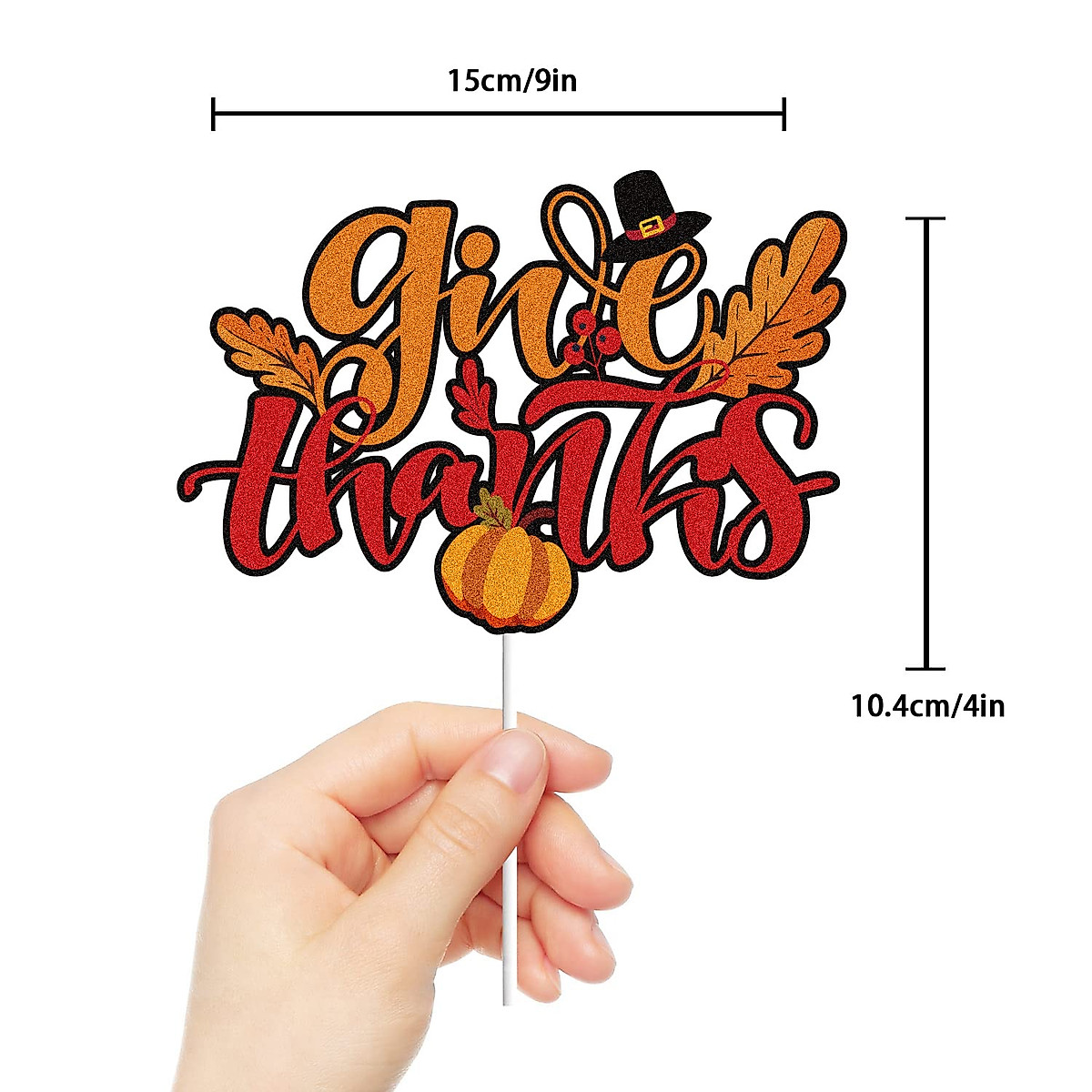 Give Thanks Happy Thanksgiving Cake Topper Give Thanks Cake Decoration Happy Fall Day Autumn Fall Harvest Maple Pumpkin Friends Theme Party Decorations Supplies