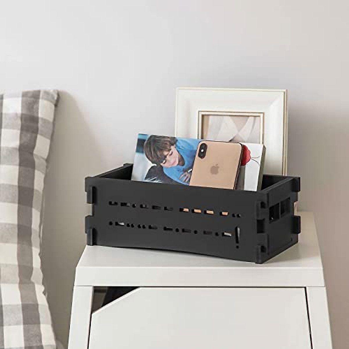 Toilet Paper Holder Storage,Toilet Paper Stand Fit for Small Spaces,Narrow Bathroom Cabinet with Small Storage Basket Great for Tiny Room,2 Bundle Black by AOJEZOR