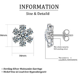 TunzugMoissanite Stud Earrings D Color VVS1 Clear Moissanite Stud Earrings 18K Gold Plated 925 Sterling Silver Friction Base Hypoallergenic Earrings for Men Women