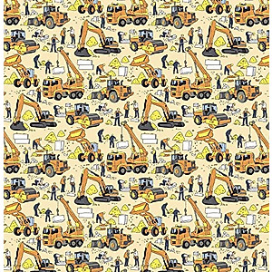 Construction Party Gift Wrapping Paper - Folded Flat 30 x 20 Inch (3 Sheets)