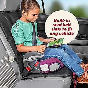 Lusso Gear Car Seat Protector for Child Car Seat, Non-Slip Waterproof Car Seat Protector for Leather Seats with Thick Padding and 2 Mesh Storage Pockets, Baby Seat Protectors Under Carseat (Black)