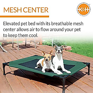 K&H PET PRODUCTS Elevated Cooling Outdoor Dog Bed Portable Raised Dog Cot Green/Black Large 30 X 42 X 7 Inches