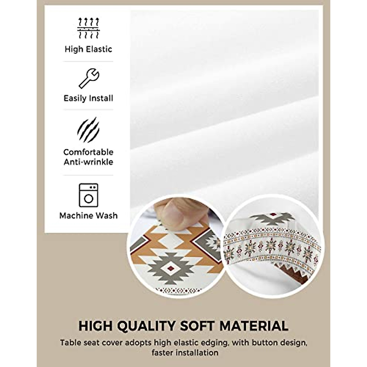 Vograud Seat Covers for Dining Room Chairs, Southwest Native American Tribal Totem Boho Fitted Stretch Jacquard Chair Seat Covers, Removable Washable Kitchen Dining Chair Slipcovers Protector Set