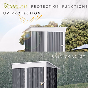 Greesum Metal Outdoor Storage Shed 5FT x 3FT, Steel Utility Tool Shed Storage House with Door & Lock, Metal Sheds Outdoor Storage for Backyard Garden Patio Lawn, Gray