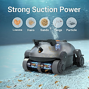 Gosvor Pivot Cordless Robotic Pool Cleaner, Wall Climbing, Triple-Motor, Extended Battery Life, Self-Parking, Automatic Pool Vacuum for Inground &Above Ground Pools Up to 65 FT in Length,Grey