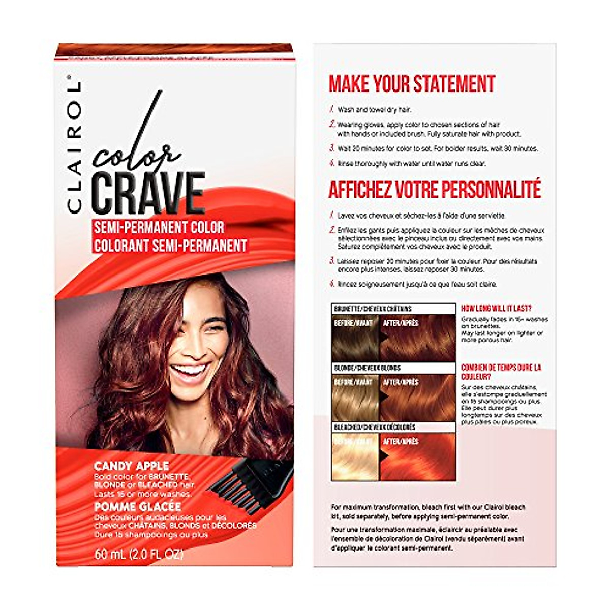Clairol Color Crave Semi-Permanent Hair Dye, Candy Apple Hair Color, 1 Count