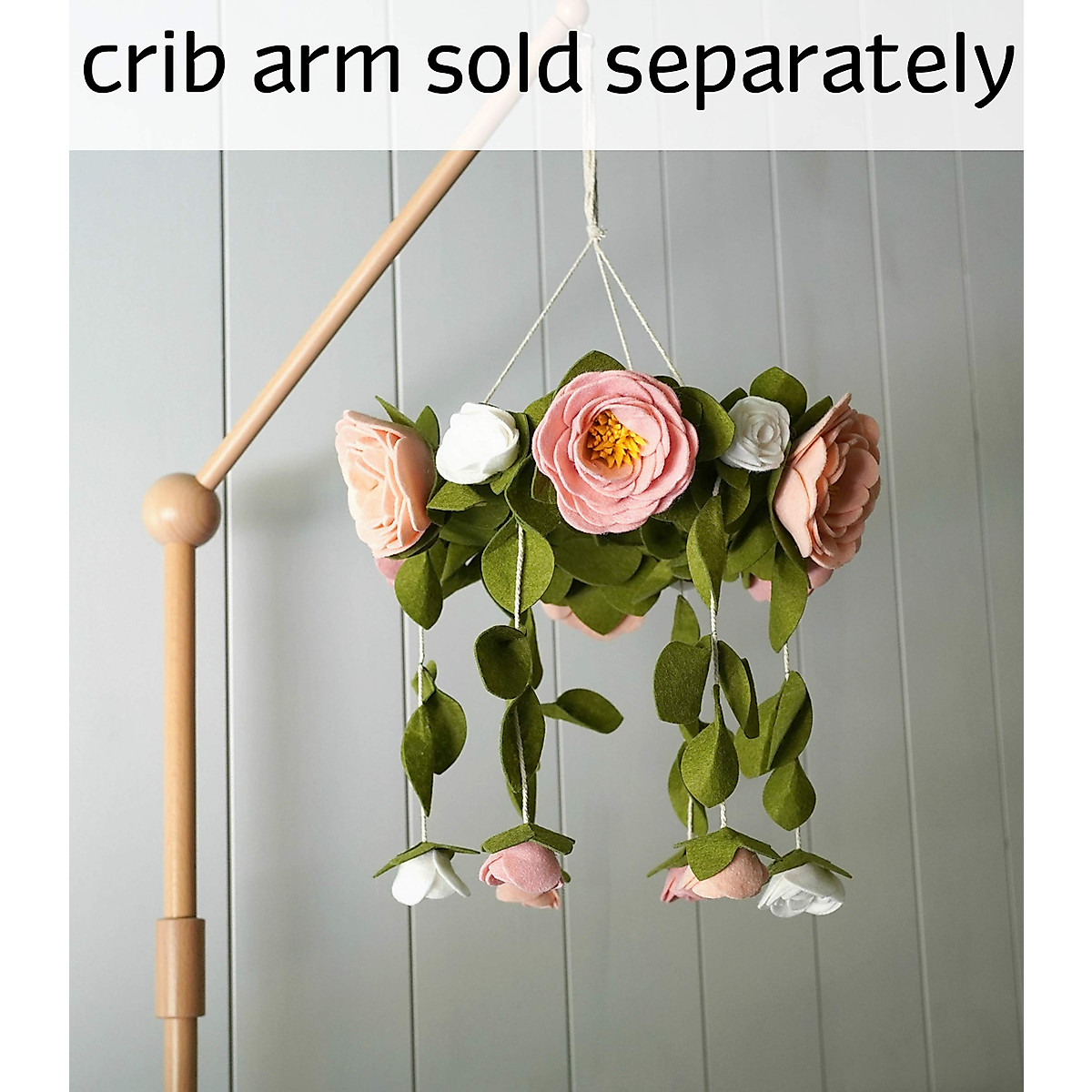 Sorrel + Fern Rose Flower Baby Crib Mobile (Felt Rose) - Baby Shower Gift Nursery Decorations - Handmade Floral Decor - for Girls