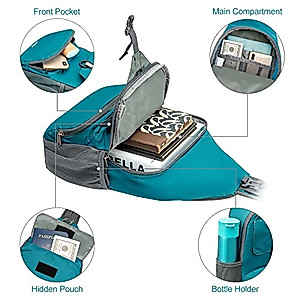 G4Free Packable Crossbody Sling Backpack, Small Travel Hiking Daypack Casual Foldable Shoulder Chest Bag(Teal)