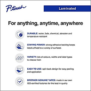 Brother TZE232 TZe Standard Adhesive Laminated Labeling Tape, 1/2-Inch w, Red on White