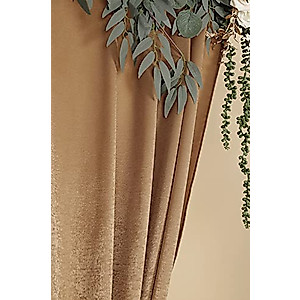 Cytdkve 2 Panels 4.8 Feet x 10 Feet Gold Brown Velvet-Like Wedding Backdrop Curtain Drapes, Silky Soft Window Curtains Panels for Wedding Ceremony Birthday Party Decorations