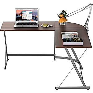 SHW Corner Home Office Desk, Walnut