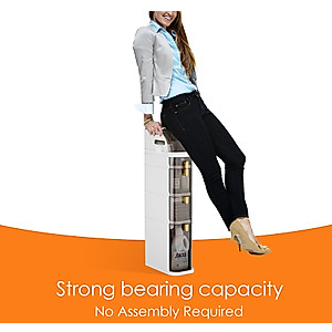 tonchean 4-Tier Bathroom Organizers and Storage,Plastic Narrow Slim Storage Cabinet with Clear Drawers Bathroom Floor Cabinet Towel Organizer Rolling Cart with Wheels for Small Space Gap Living Room