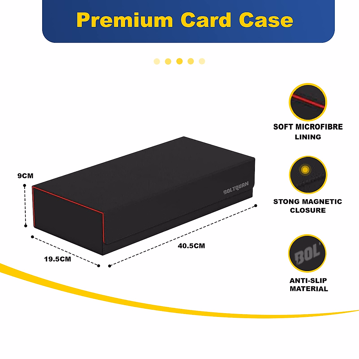 Premium Card Game Deck Storage Box and Playmat Case - Holds 550+ Double Sleeved Cards - YugiOh/MTG Card Holder Storage Case - Game Card Box with Mat Case and Removable Compartment (Black-Red)