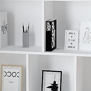 ECACAD Bookcase, Wood Bookshelf with 3 Tier Open Shelves, 10-Cube Storage Organizer Display Shelf for Living Room, Home Office, White (47.2”L x 9.4”W x 40.9”H)