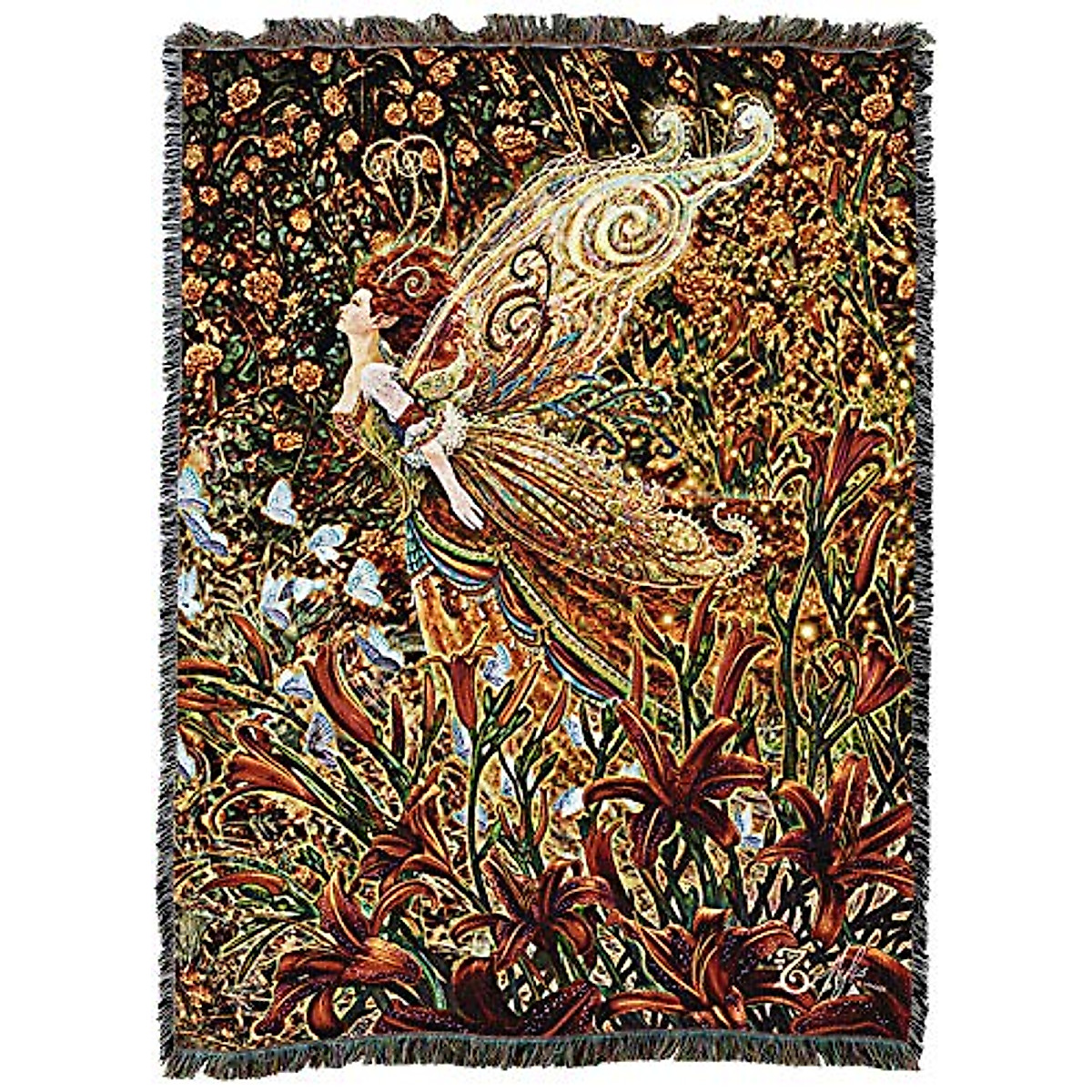 Pure Country Weavers Lily Fairy Blanket by Myles Pinkney - Gift Fantasy Tapestry Throw Woven from Cotton - Made in The USA (72x54)