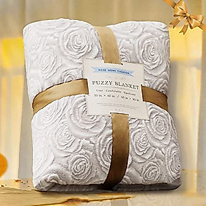 Gifts for Women Mom Wife Girlfriend Her Mother Birthday Throw Travel Blanket Soft Comfy Rose Grey Blankets for Bed Sofa Couch Airplane Office(Light Grey, 50''x60'')