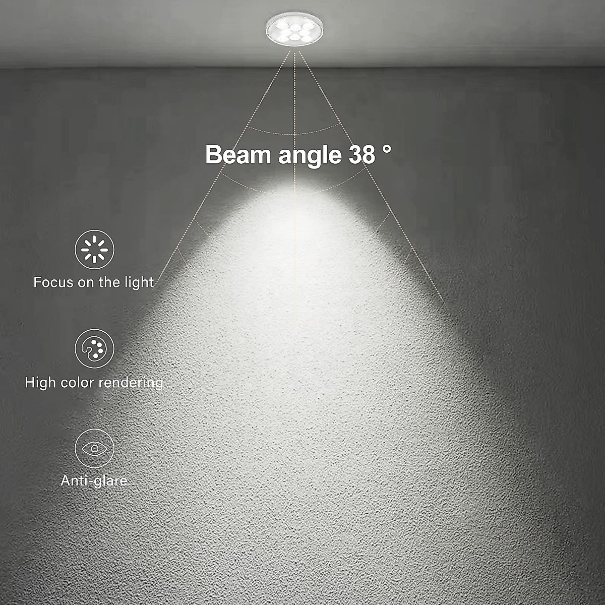 GOHDLAMP Dimmable GU10 LED Bulbs - 50W Equivalent Recessed Track Lighting - 5W 5000K Daylight White - 450LM 38° Beam Spot Light Bulbs - Ideal for Kitchen, Living Room, Bedroom - Pack of 6.