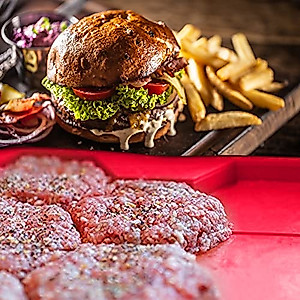 Mekek 7 in 1 Hamburger Silicone Mold, Non-Stick Food Grade Hexagonal Hamburger Patty Maker Press, Shape, & Freeze Container