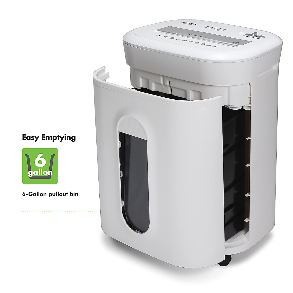 Aurora Heavy Duty Anti-Jam 15-Sheet Crosscut Shredder/60 Min Run Time/ 6-Gallon Pullout Basket, White