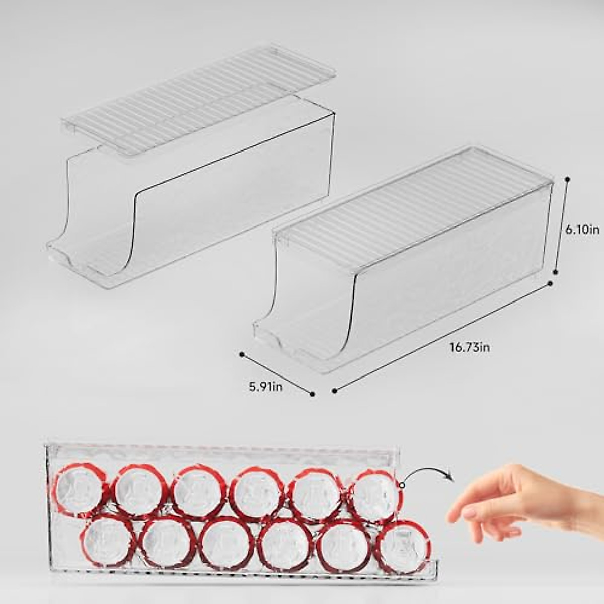 TCHCWYS 4 Pack Stackable Soda Can Organizer with Lids, Refrigerator Organizer Bins, Can Holder Dispenser for Refrigerator, Pantry, and Cabinets, BPA-Free, Holds 12 Cans Each (4)