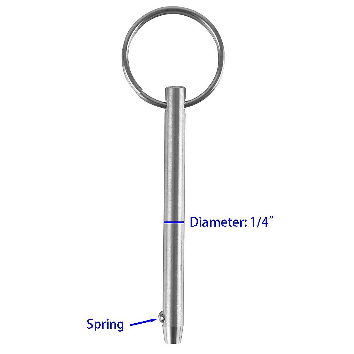 2 Pack Quick Release Pin, Diameter 1/4"(6.3mm), Total Length 3"(76mm), Effective Length 2.4"(61mm), Full 316 Stainless Steel, Bimini Top Pin, Marine Hardware