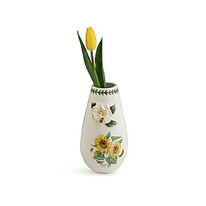 Portmeirion Botanic Garden Bouquet 8-inch Vase, Sunflower Motif - Elegant Ceramic Vase with Chip-Resistant Glaze, Cottagecore Centerpiece Decor & Floral Home Accent - for Dry & Fresh Florals