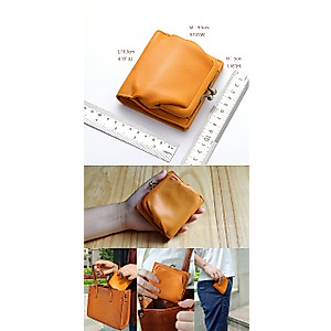 IJUN Full Grain Leather Bifold Small Wallet with Kiss Lock Coin pocket Genuine Leather Vintage Italian Oiled Vegetable Tanned Leather